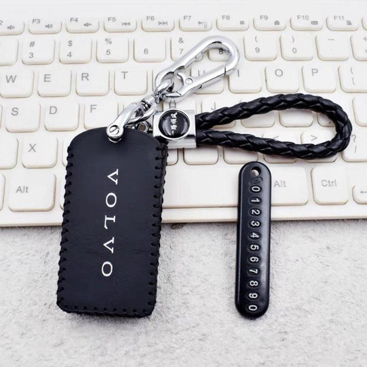 Leather Car Bluetooth Key Case Car Keychain for Volvo EX30 – Geelyevs