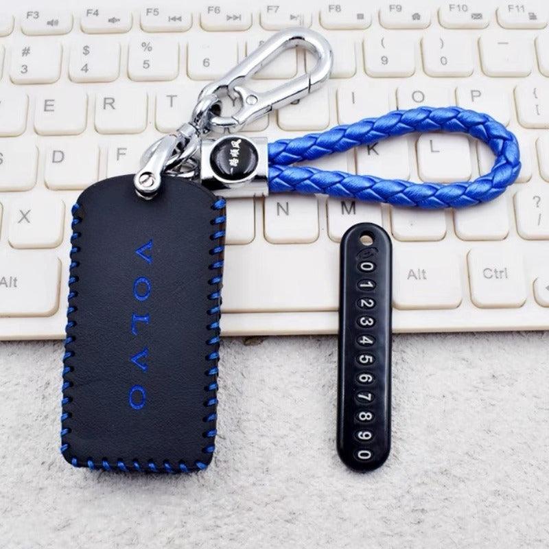 Leather Car Bluetooth Key Case Car Keychain for Volvo EX30 – Geelyevs