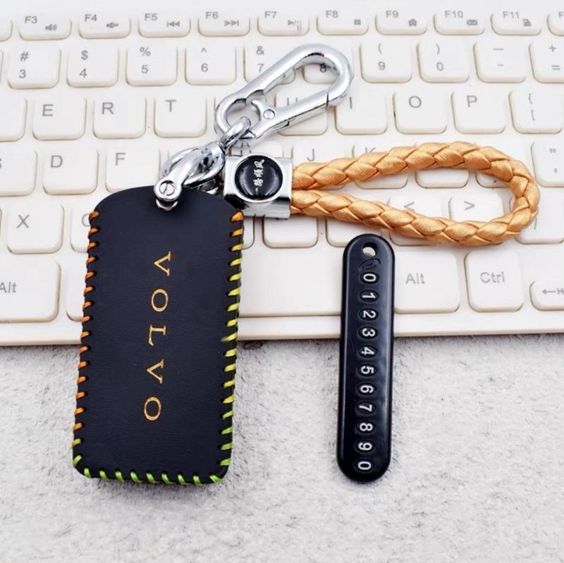 Leather Car Bluetooth Key Case Car Keychain for Volvo EX30 – Geelyevs