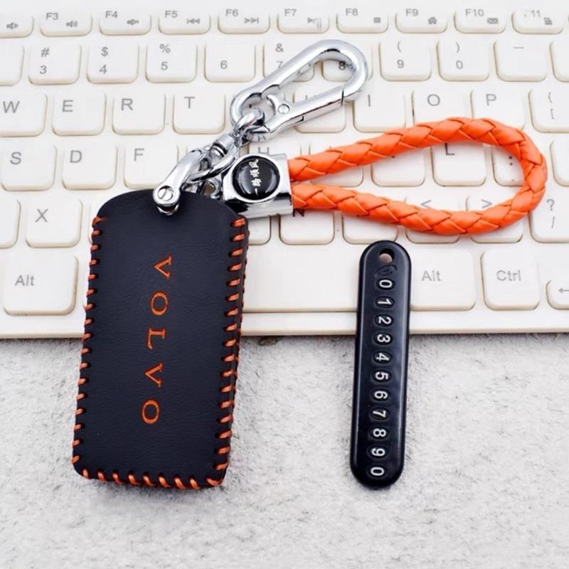Leather Car Bluetooth Key Case Car Keychain for Volvo EX30 – Geelyevs
