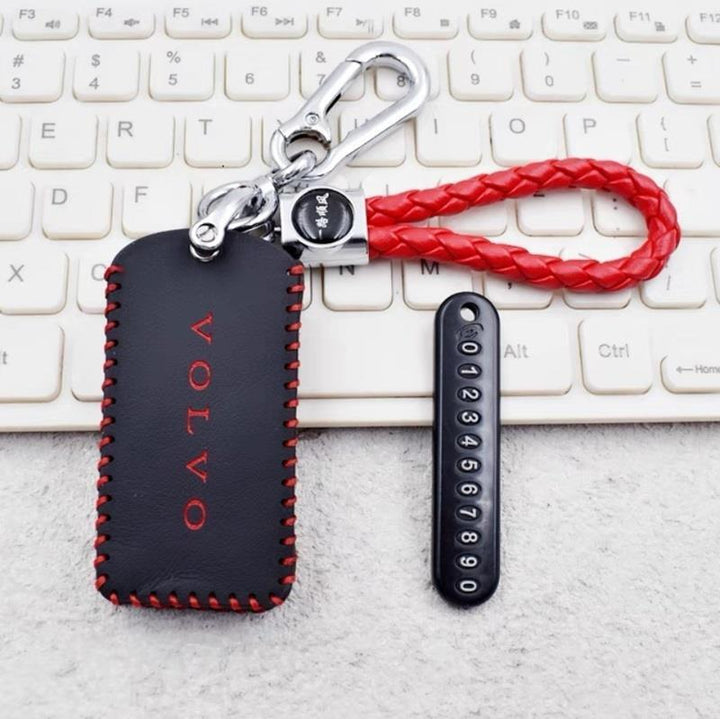 Leather Car Bluetooth Key Case Car Keychain for Volvo EX30 – Geelyevs